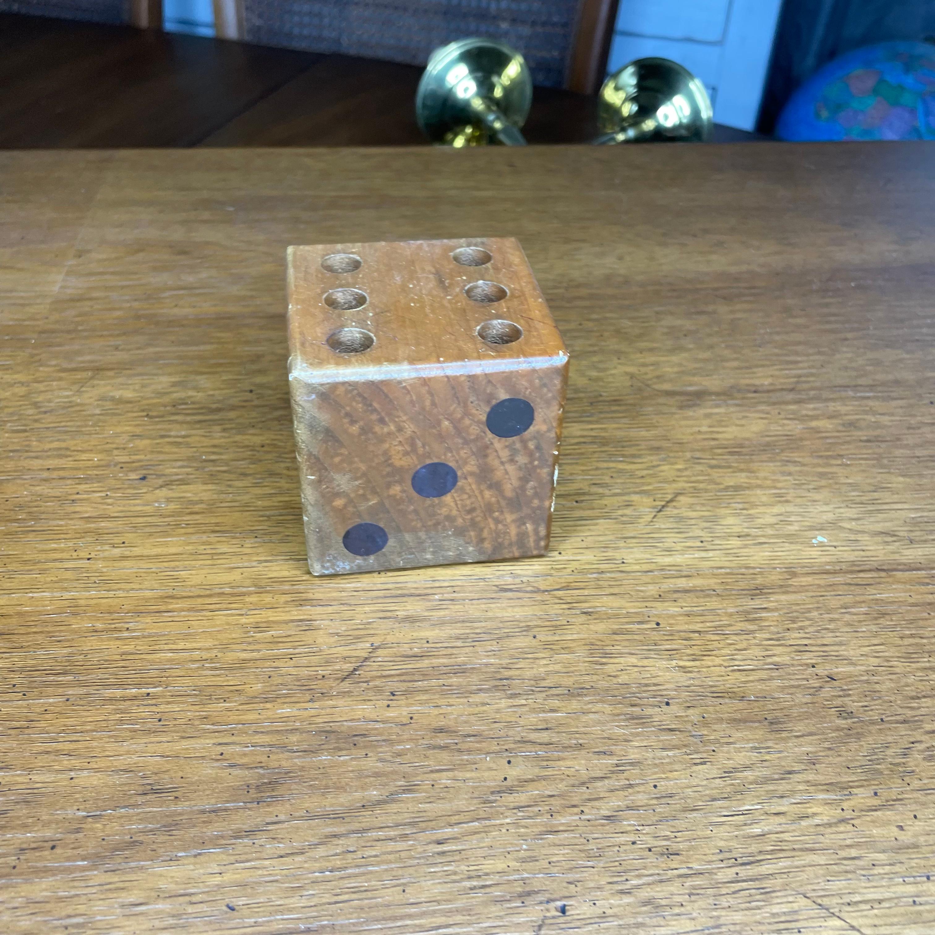 Wooden Dice Pencil Pen Holder For Sale at 1stDibs | dice pencil holder