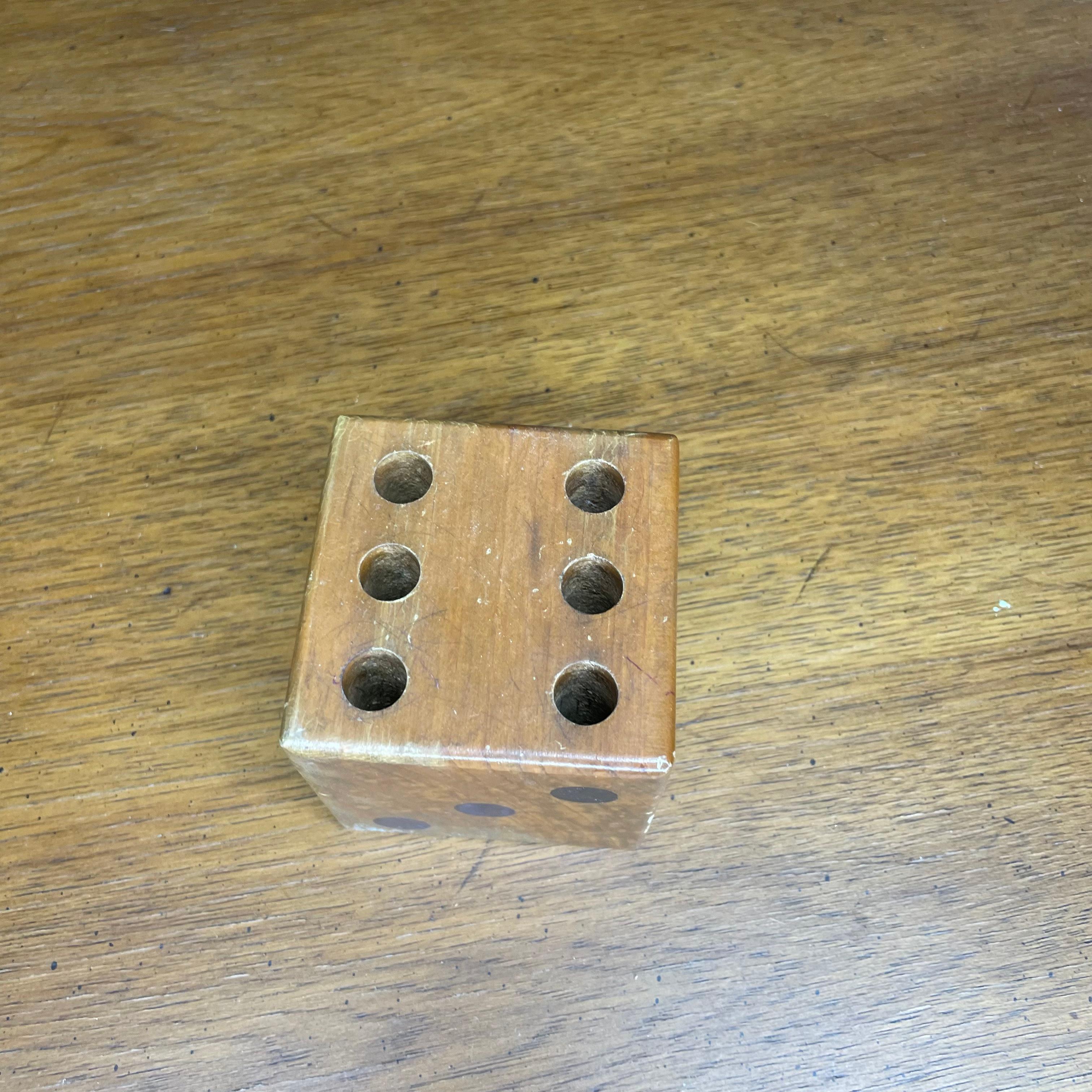 Wooden Dice Pencil Pen Holder For Sale at 1stDibs | dice pencil holder