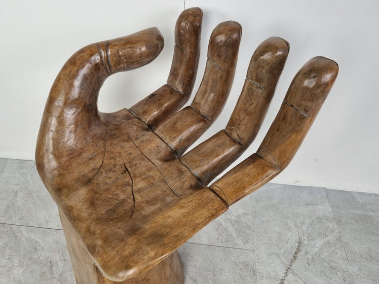 Wooden Hand Shaped Chair, 1970s at 1stDibs