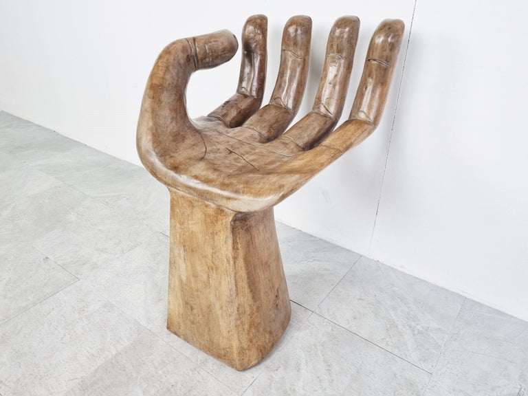 Wooden Hand Shaped Chair, 1970s at 1stDibs