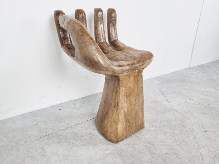 Wooden Hand Shaped Chair, 1970s at 1stDibs