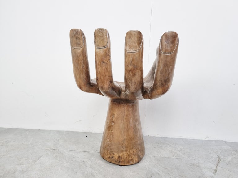 Wooden Hand Shaped Chair, 1970s at 1stDibs