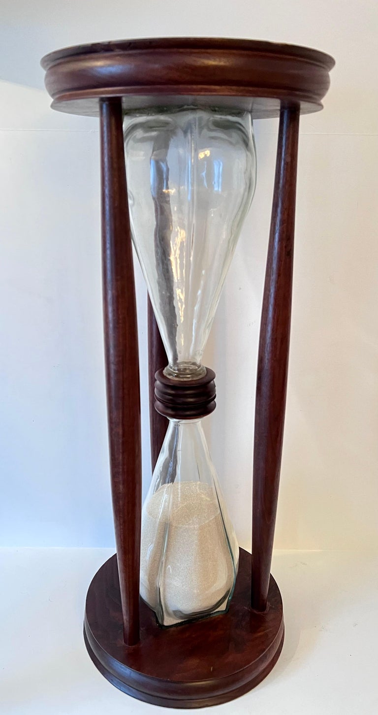 Wooden Hour Glass or Sand Timer with Hand Blown Glass For Sale at 1stDibs