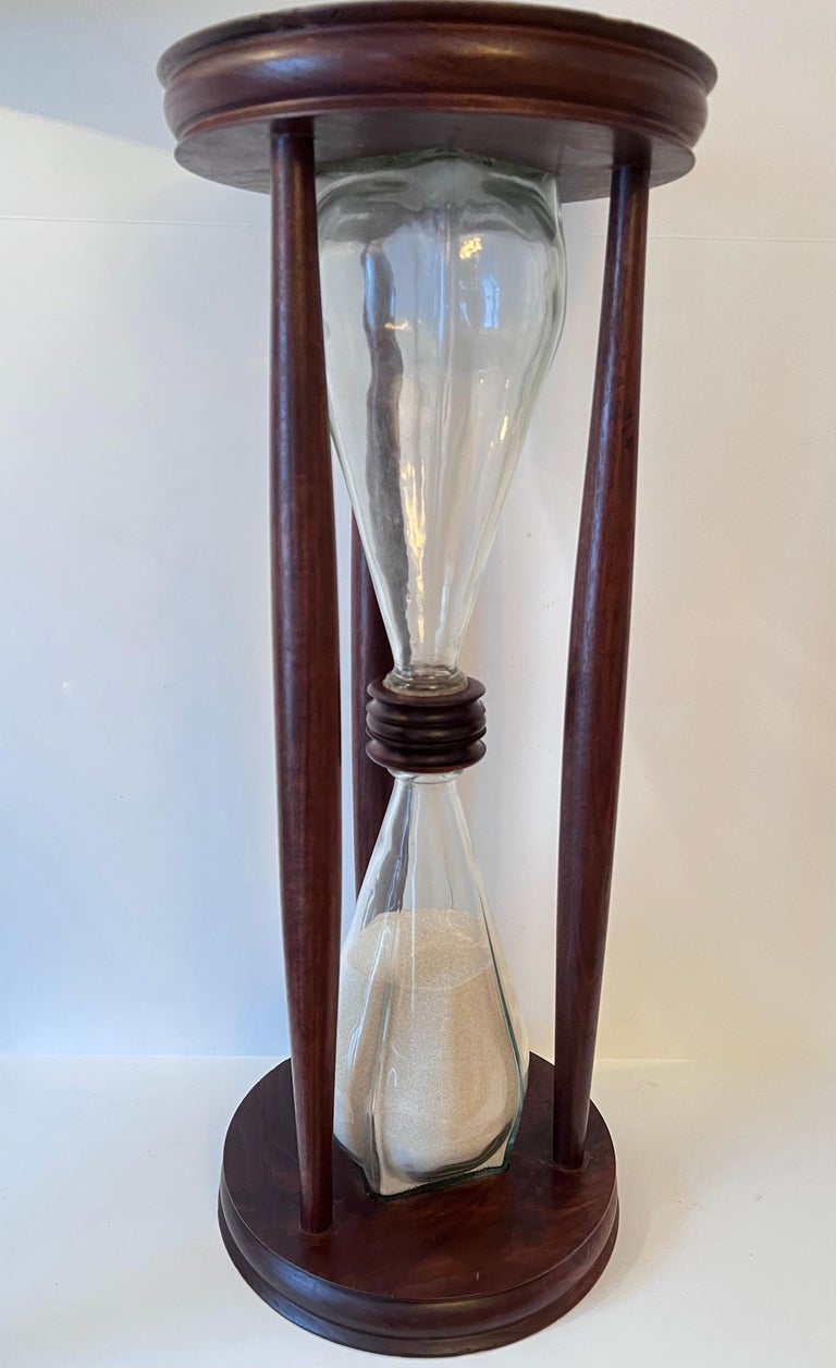Wooden Hour Glass or Sand Timer with Hand Blown Glass For Sale at 1stDibs