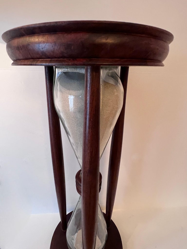 Wooden Hour Glass or Sand Timer with Hand Blown Glass For Sale at 1stDibs