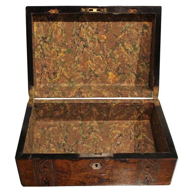 Wooden Inlaid 19th Century Mother of Pear Box at 1stDibs