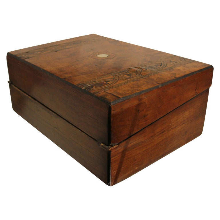 Wooden Inlaid 19th Century Mother of Pear Box at 1stDibs