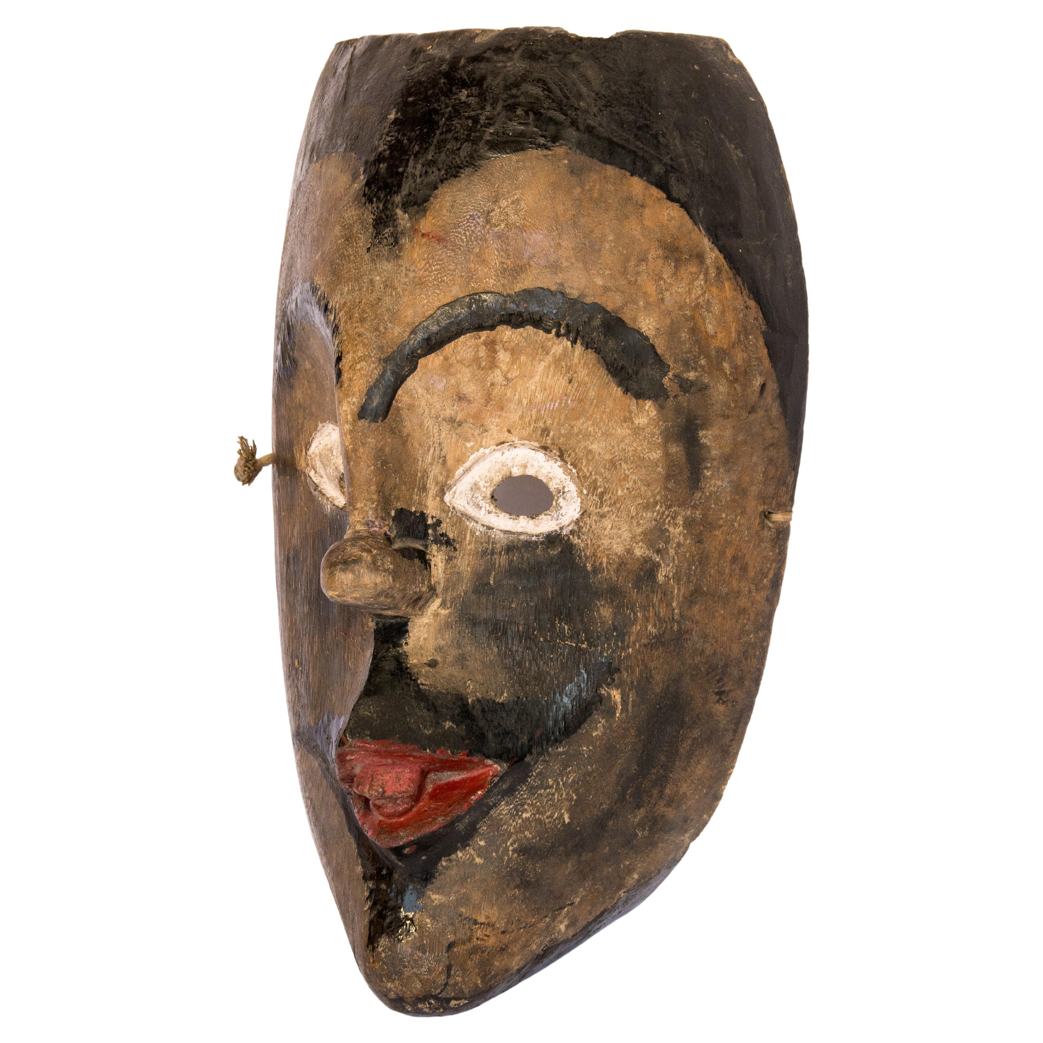 Dayak Carved and Painted Wood Mask from Borneo For Sale at 1stDibs