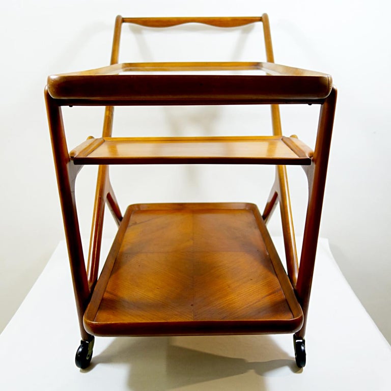 Wooden Midcentury Tea Trolley Designed by Cesare Lacca for Cassina For ...