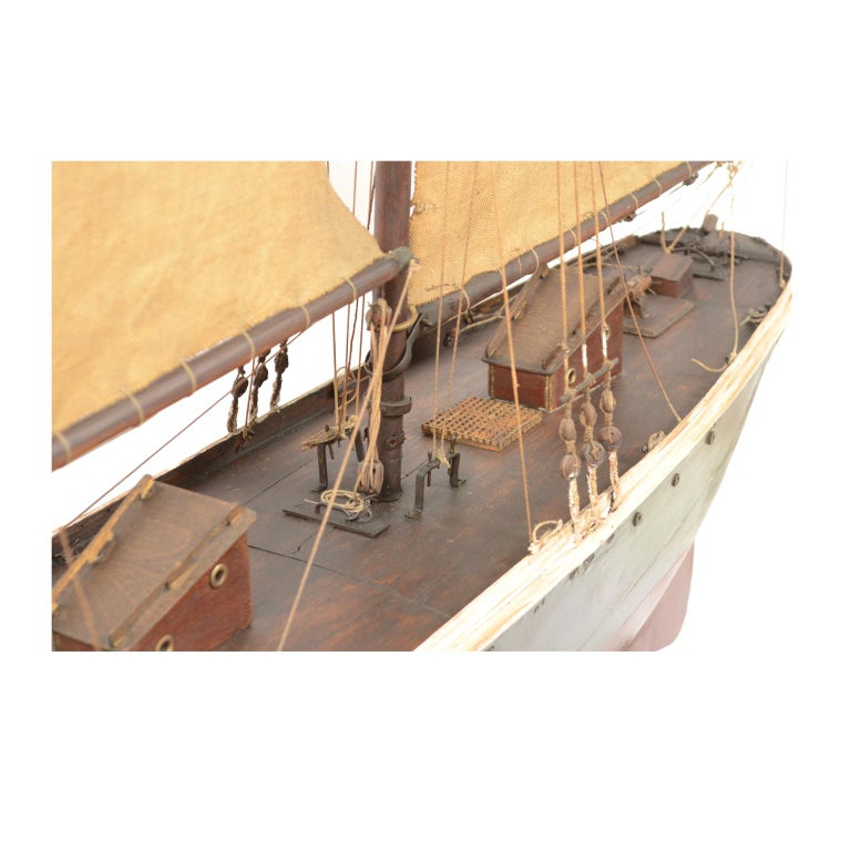Vintage Wooden Sailing Model of a Schooner, Early 1900s at 1stDibs