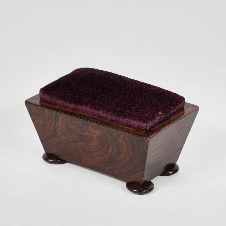Wooden Pin Cushion Box with Round Feet from Late 19th Century, England ...