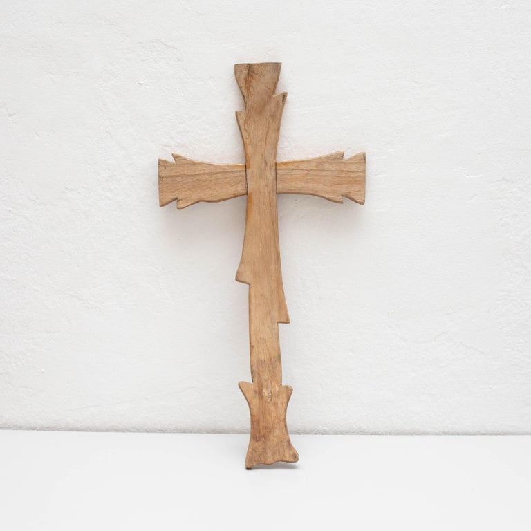 Wooden Religious Cross Traditional Artwork, circa 1950 For Sale at 1stDibs