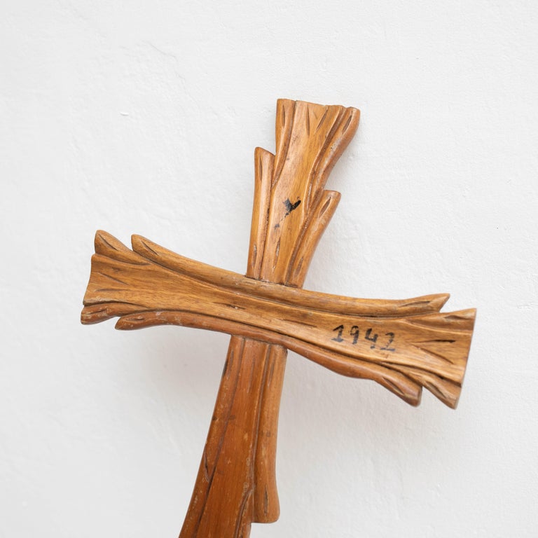 Wooden Religious Cross Traditional Artwork, circa 1950 For Sale at 1stDibs