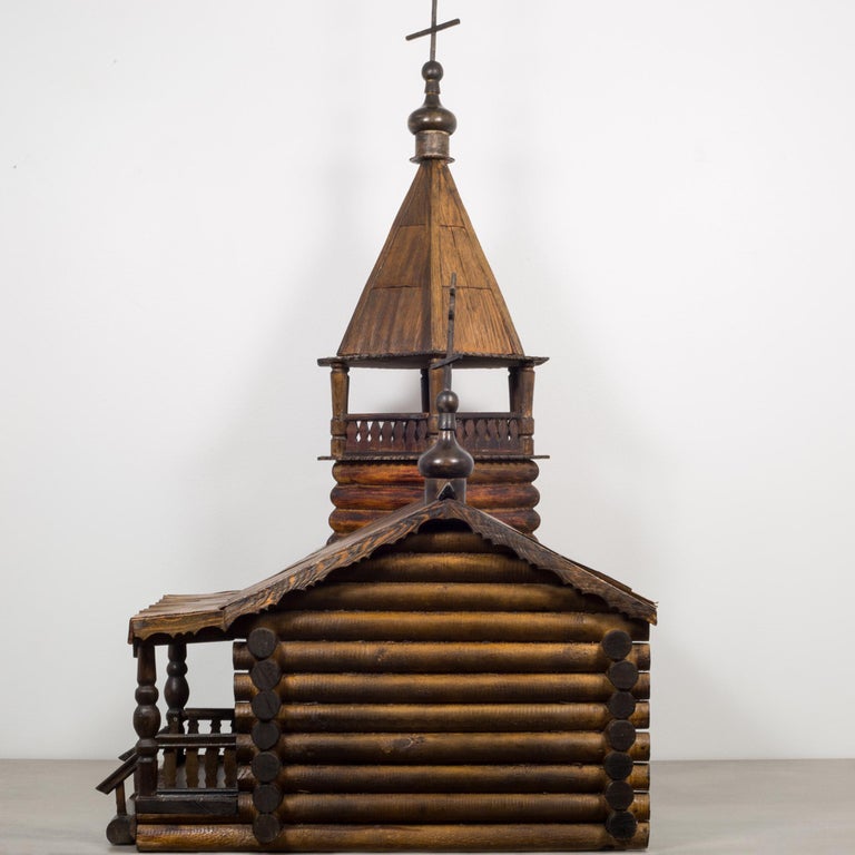 Wooden Russian Orthodox Church Log Cabin Model, circa 1900-1930 at 1stDibs