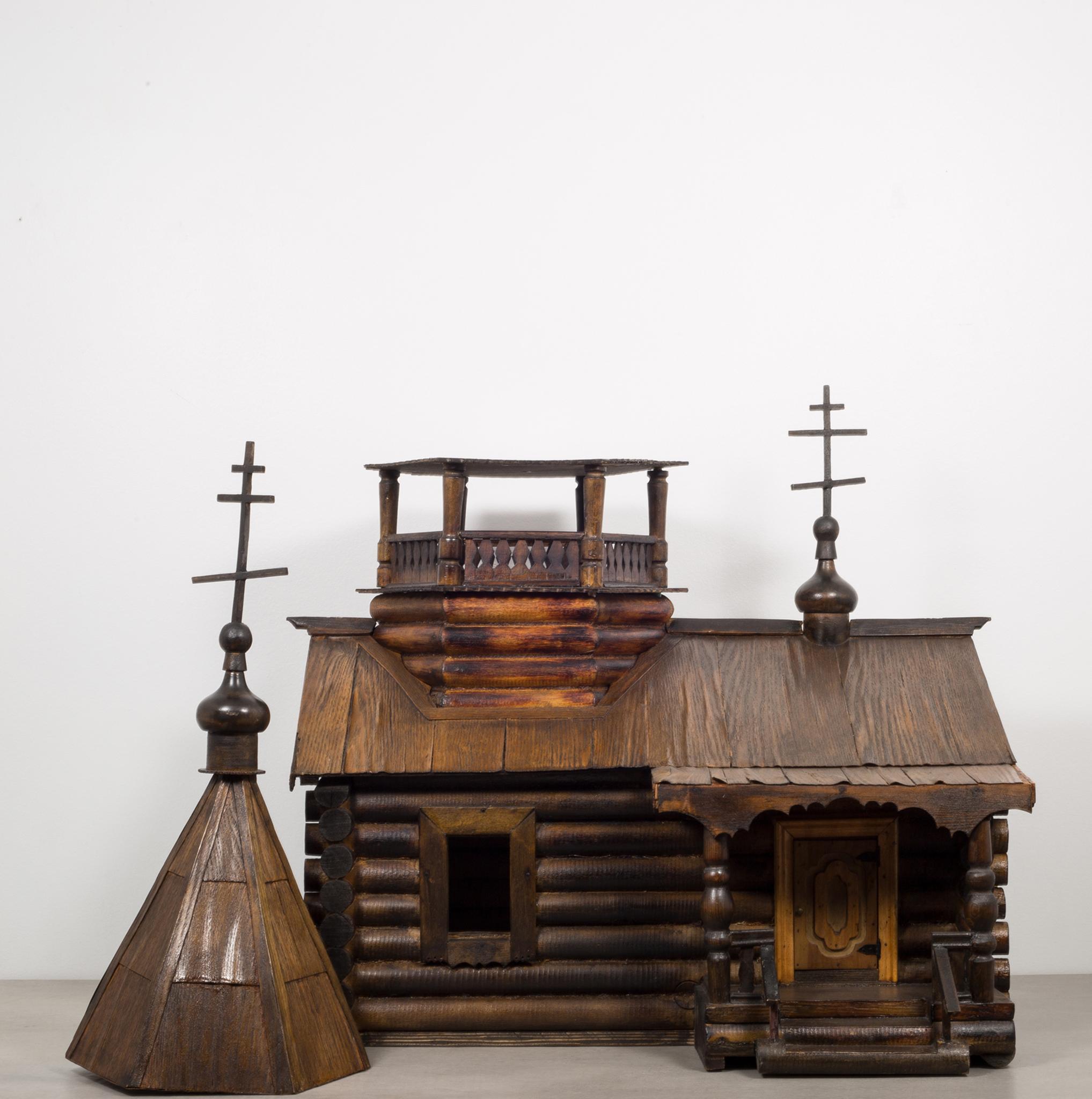 Wooden Russian Orthodox Church Log Cabin Model, circa 1900-1930 For ...