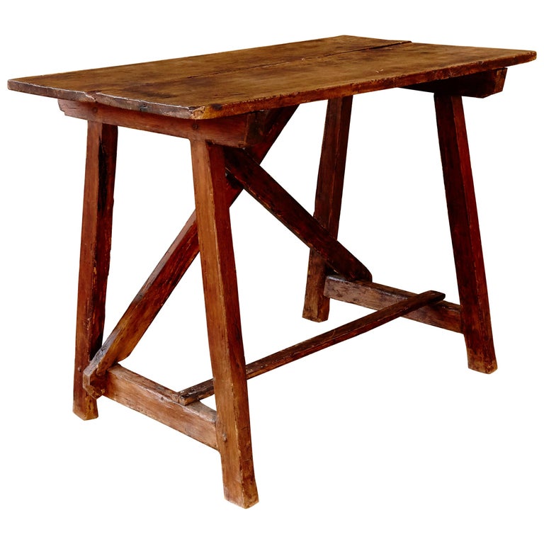 Wooden Rustic Catalan Patinated Dining Table, circa 1930 at 1stDibs