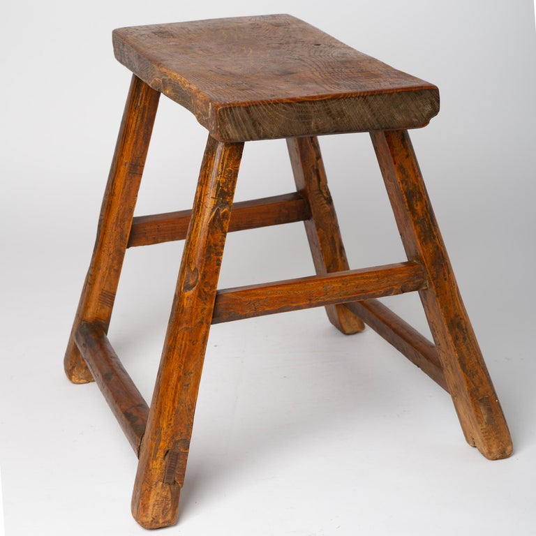 Wooden Rustic Stool For Sale at 1stDibs