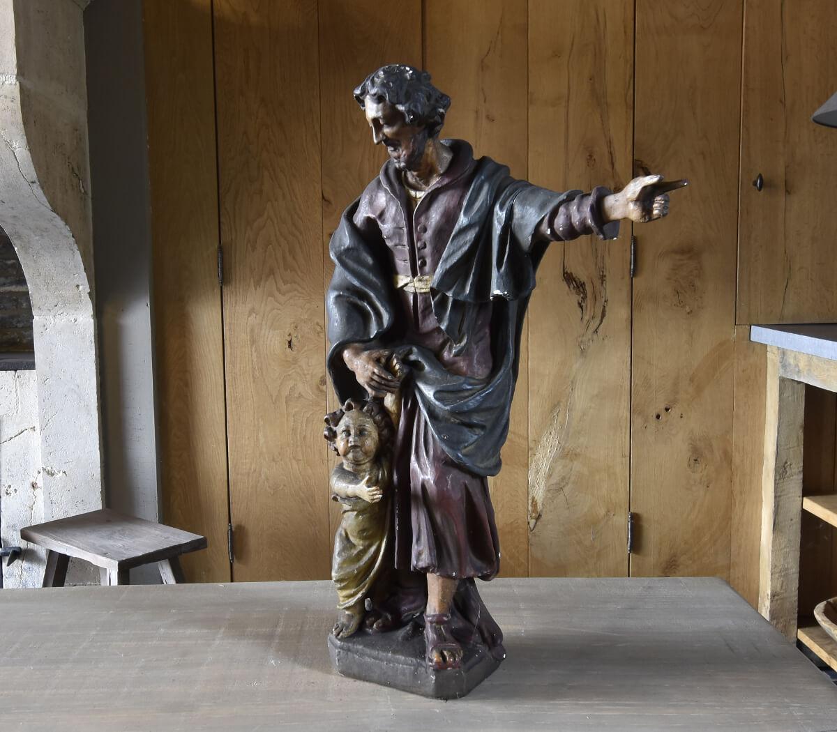 Wooden Saint Joseph Statue, 20th Century For Sale at 1stDibs
