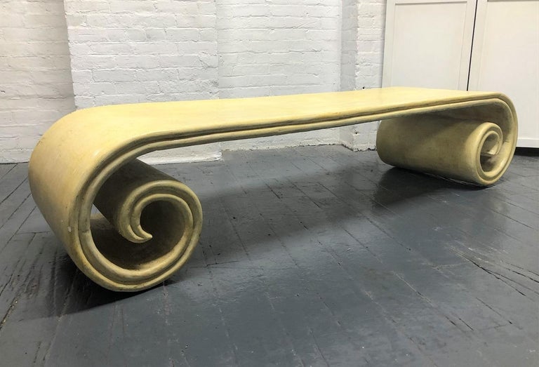 Wooden Scroll Coffee Table with Crackle Finish For Sale at 1stDibs ...