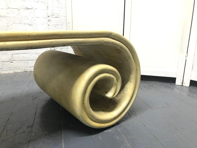 Wooden Scroll Coffee Table with Crackle Finish For Sale at 1stDibs ...