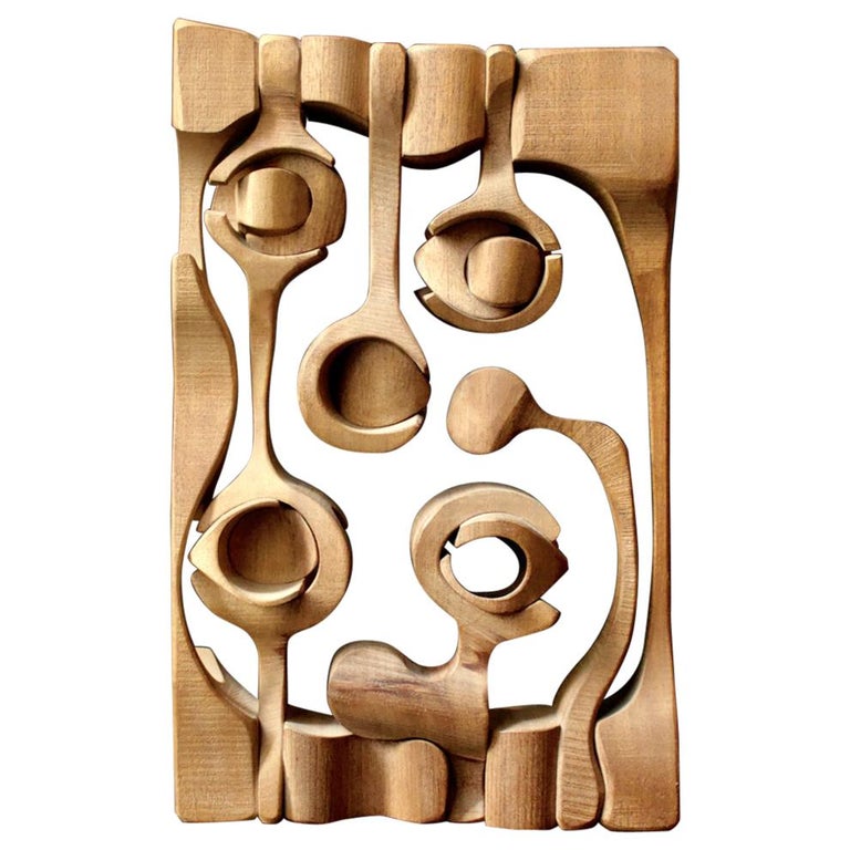 Wooden Sculpture by Brian Willsher, Signed and Dated, England, 1970 at ...