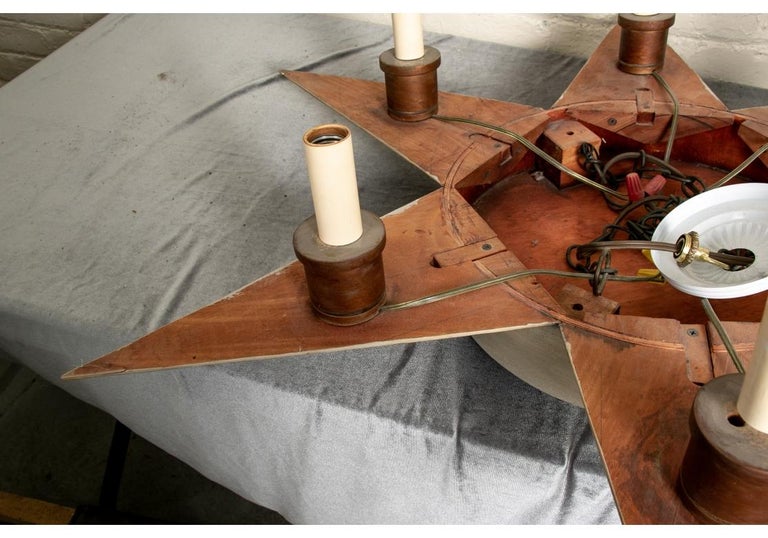 Wooden Star Form Chandelier For Sale at 1stDibs