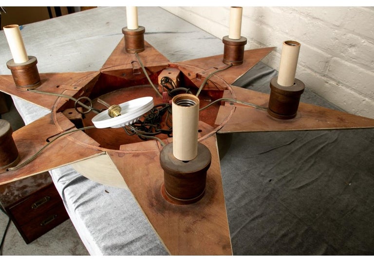 Wooden Star Form Chandelier For Sale at 1stDibs