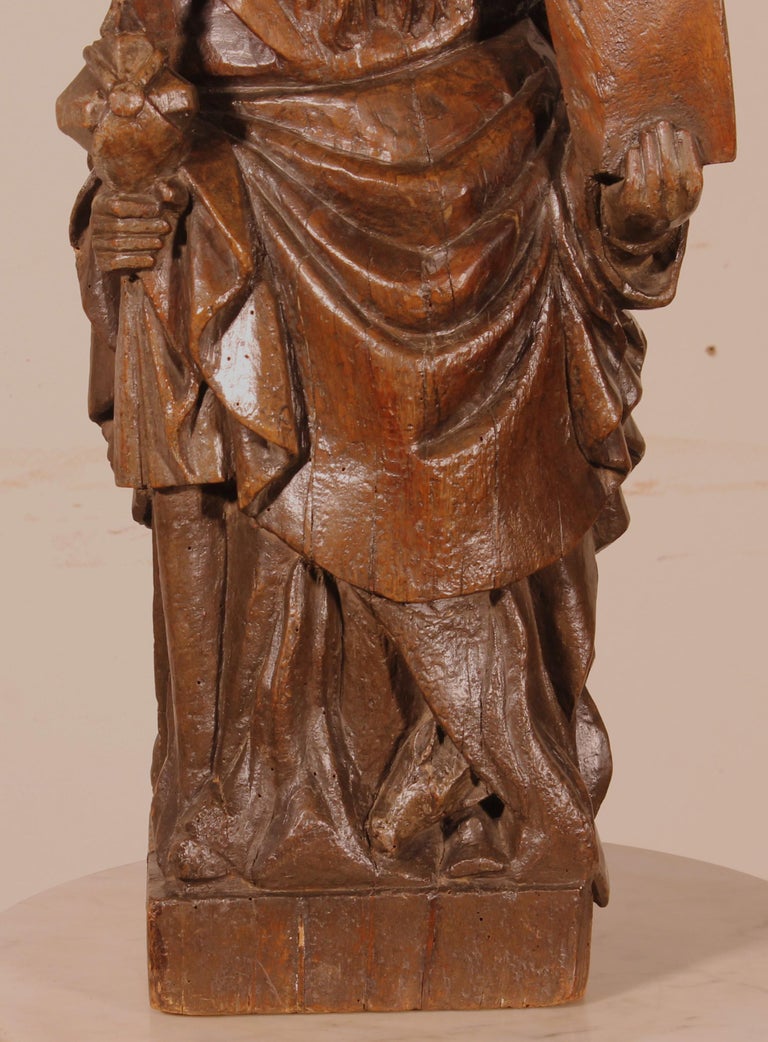 Wooden Statue Of A Monk With A Bible And A Ciborium -16th Century For ...