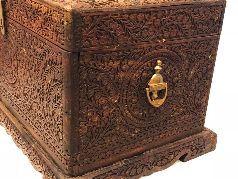 Wooden Storage Hand-Carved Decorative Box For Sale at 1stDibs