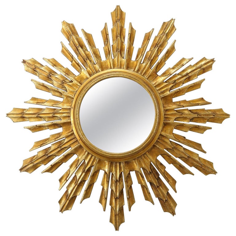 Wooden Sunburst Mirror at 1stDibs