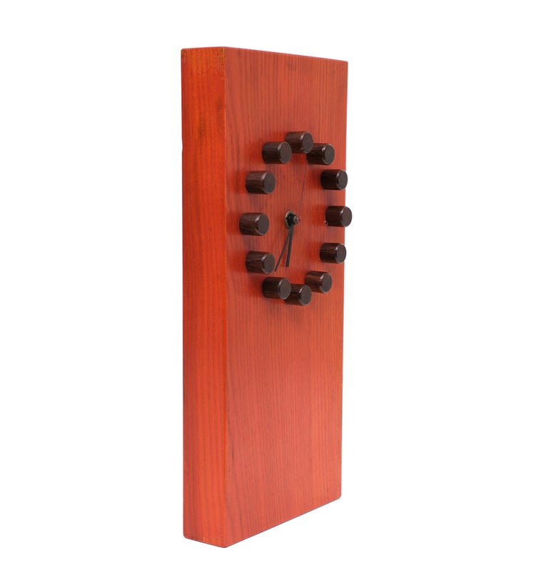 Wooden Table Clock 1970s Dutch For Sale at 1stDibs