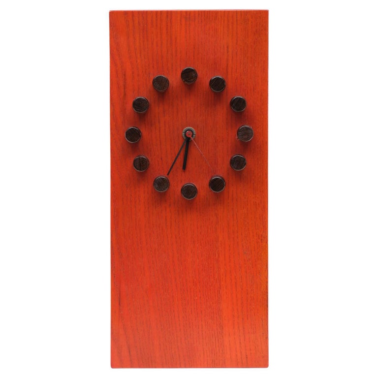 Wooden Table Clock 1970s Dutch For Sale at 1stDibs