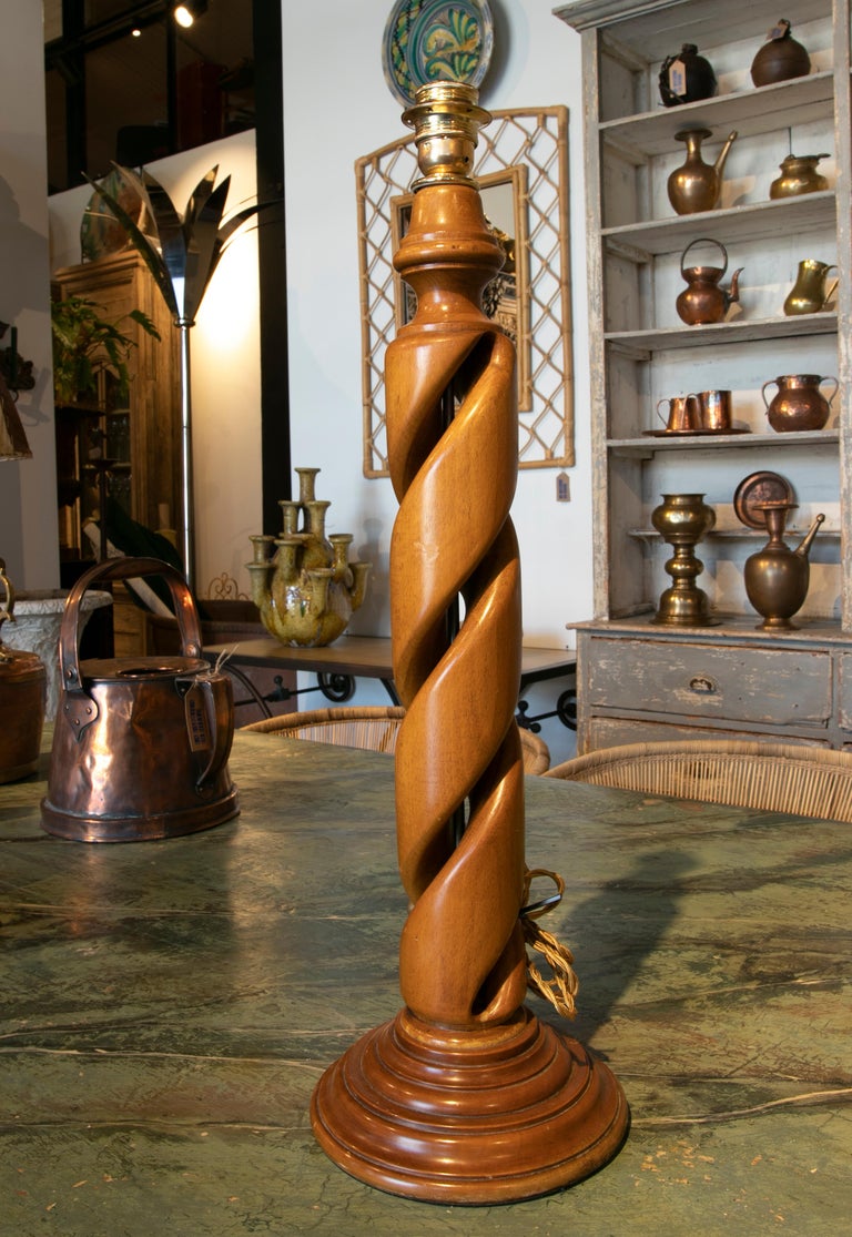 Wooden Table Lamp in Spiral Form For Sale at 1stDibs