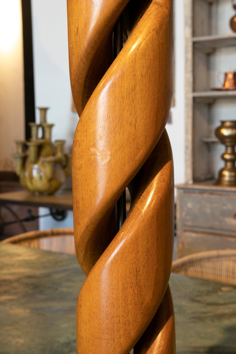Wooden Table Lamp in Spiral Form For Sale at 1stDibs