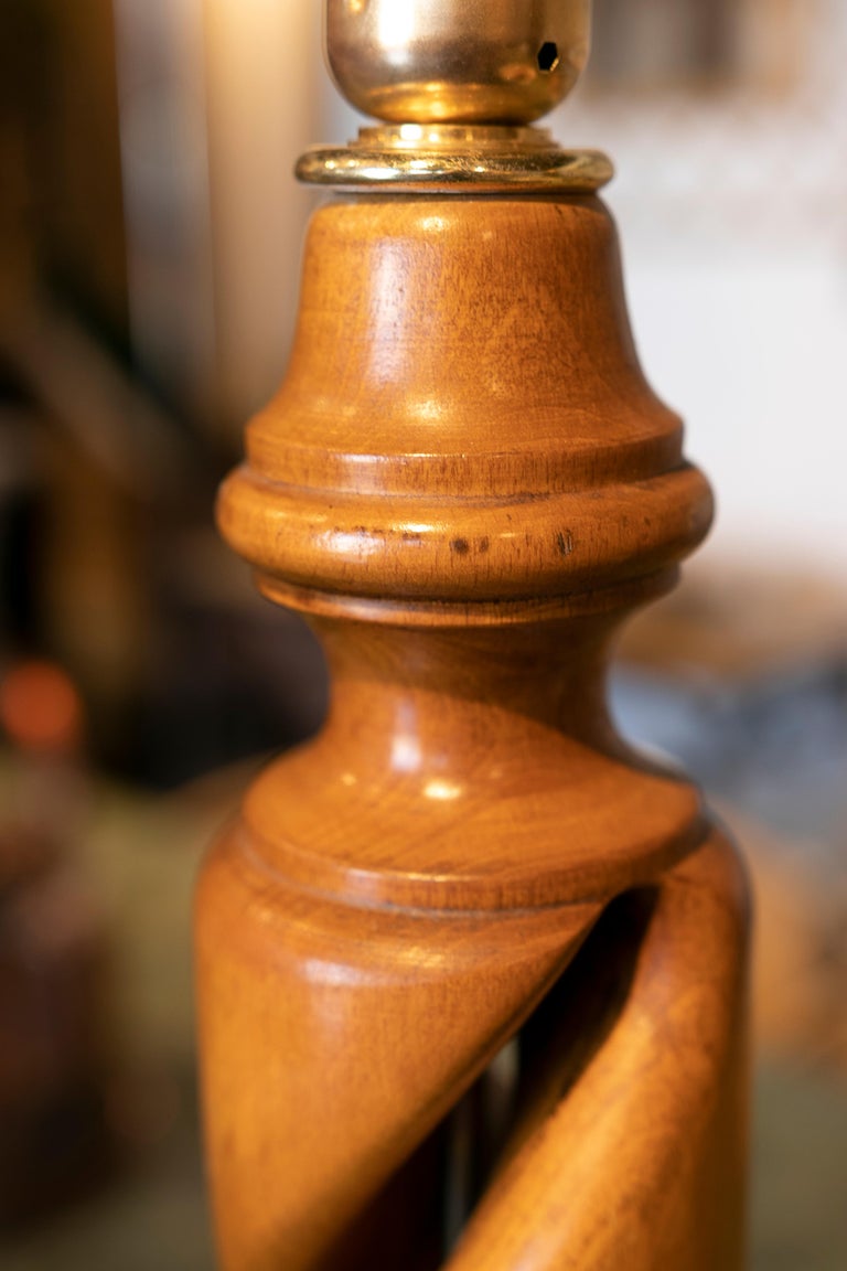 Wooden Table Lamp in Spiral Form For Sale at 1stDibs
