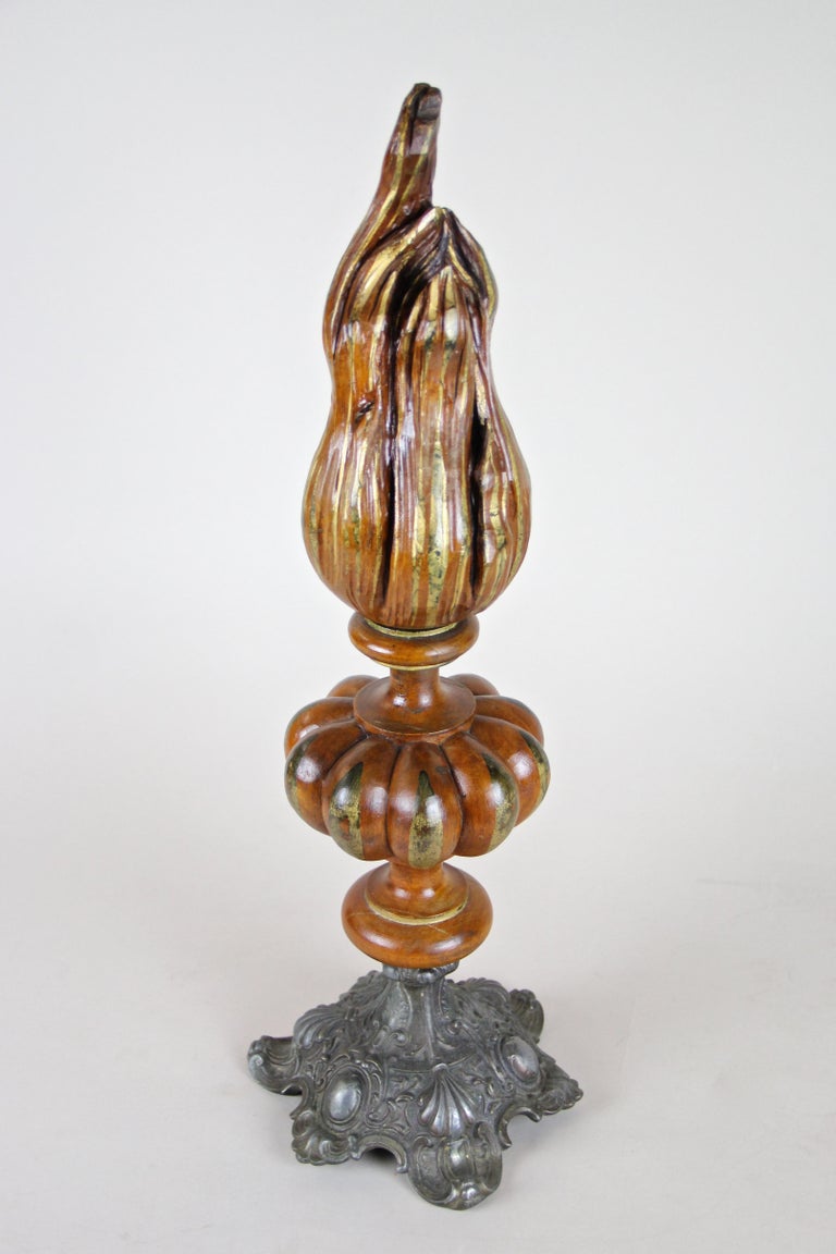 Wooden Torch Sculpture with Flame Hand Carved, Austria, circa 1880 For ...