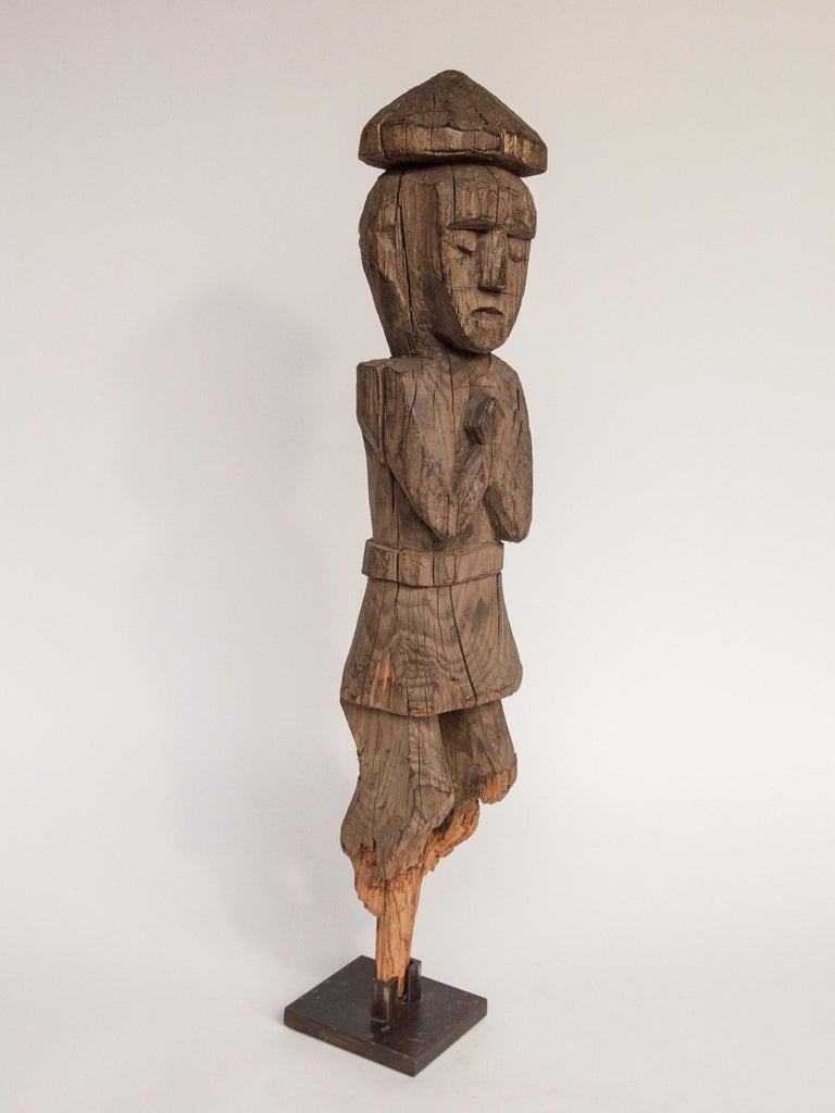Wooden Tribal Statue from West Nepal, Mid-20th Century, Mounted on a ...