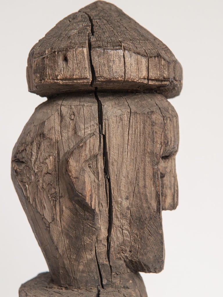 Wooden Tribal Statue from West Nepal, Mid-20th Century, Mounted on a ...