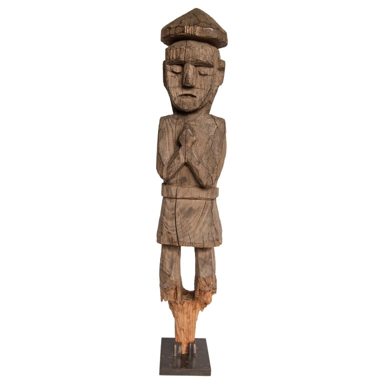 Wooden Tribal Statue from West Nepal, Mid-20th Century, Mounted on a ...