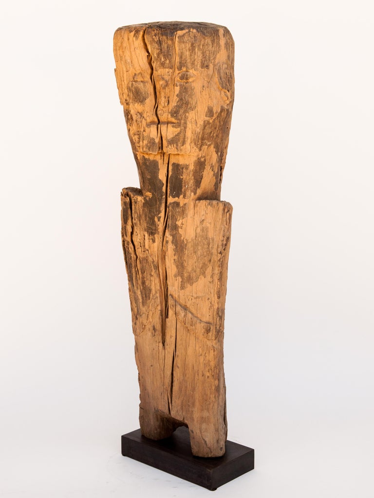 Wooden Tribal Statue or Bridge Figure from West Nepal, Early to Mid ...