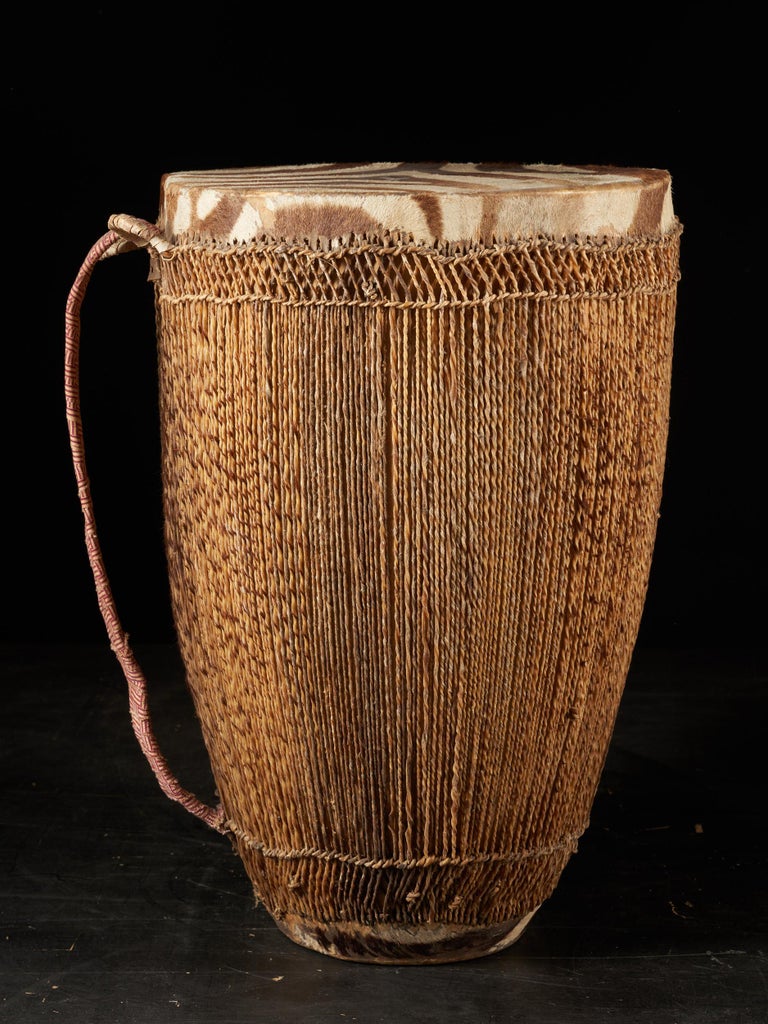Wooden Tutsi Drum Decorated with Cord and Membrane in Animal Skin For ...