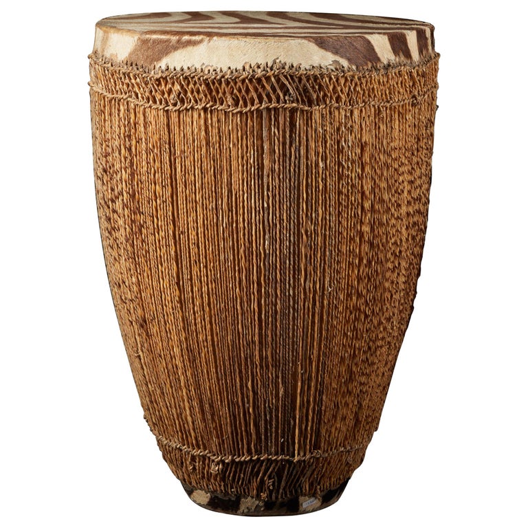Wooden Tutsi Drum Decorated with Cord and Membrane in Animal Skin For ...