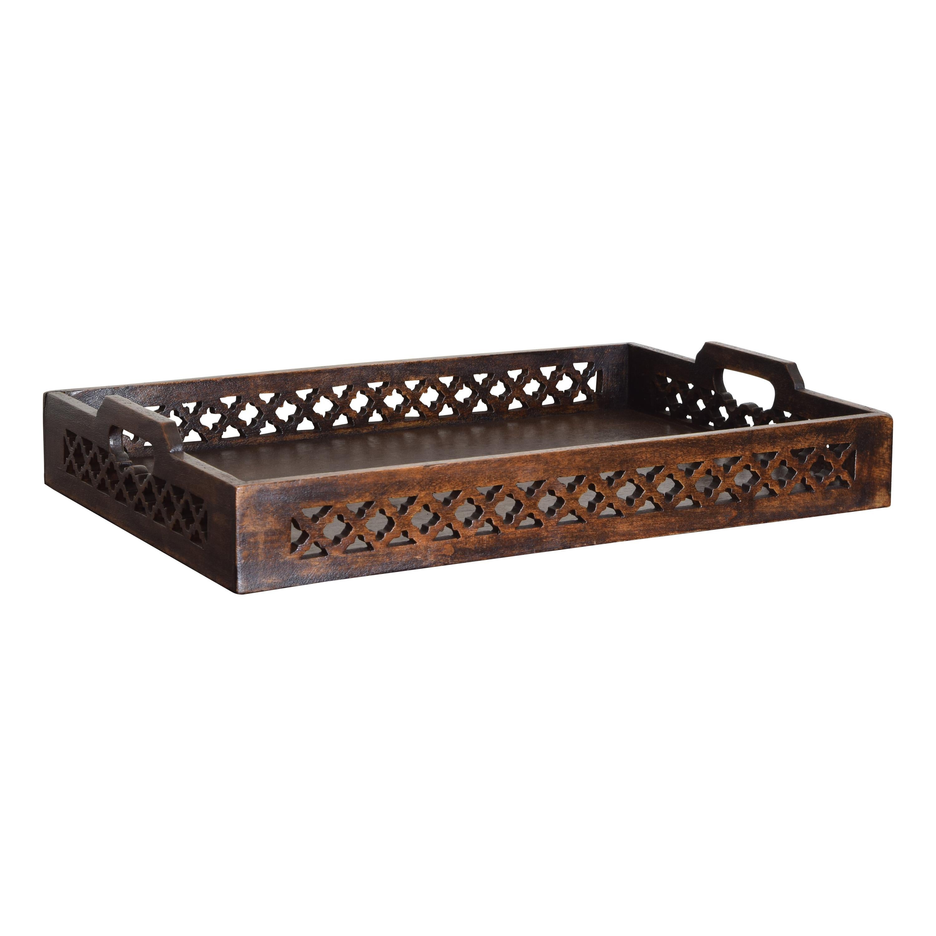 Wooden Two Handled Wooden Fretwork Tray, 1st Quarter 20th Century at ...