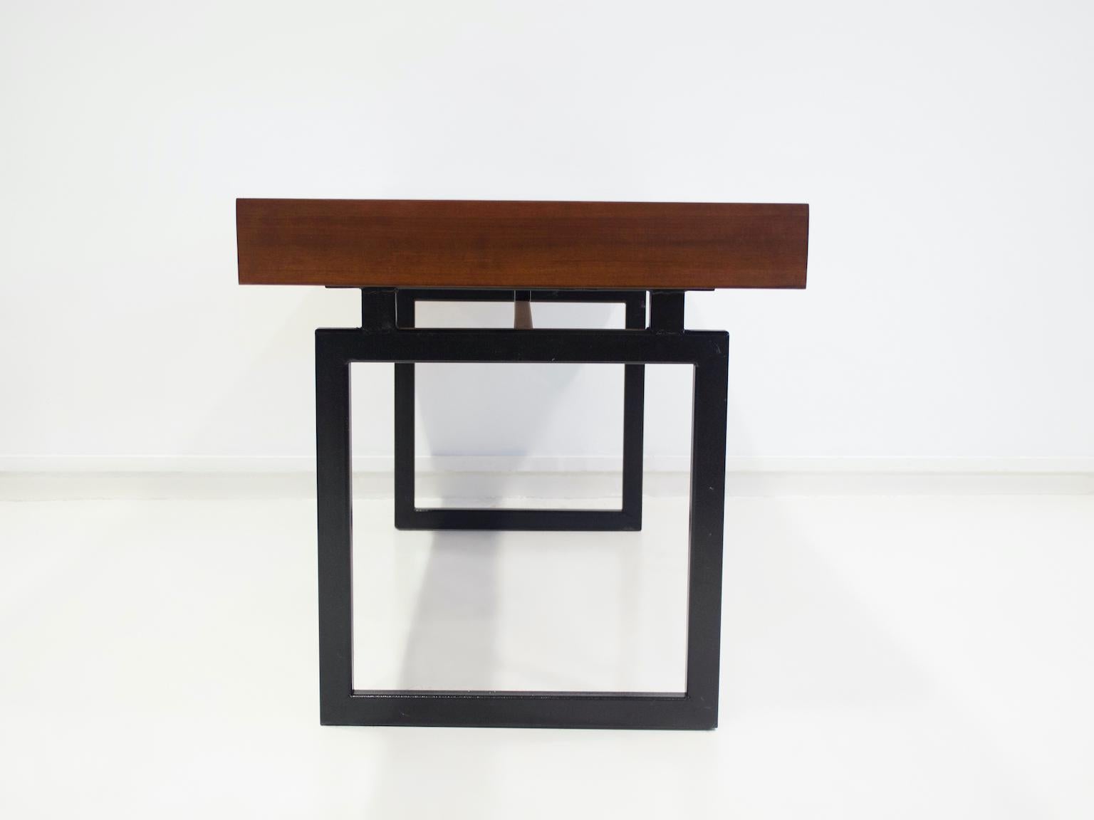Wooden Writing Desk with Drawers and Black Lacquered Legs For Sale at ...