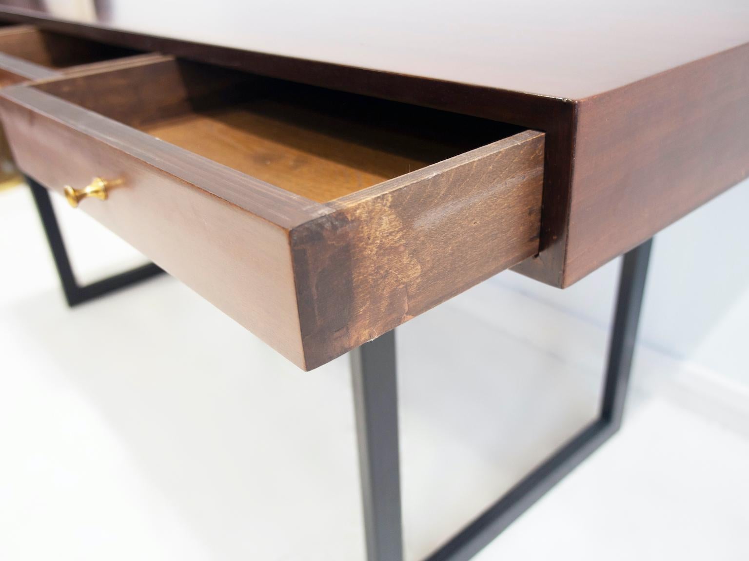 Wooden Writing Desk with Drawers and Black Lacquered Legs For Sale at ...