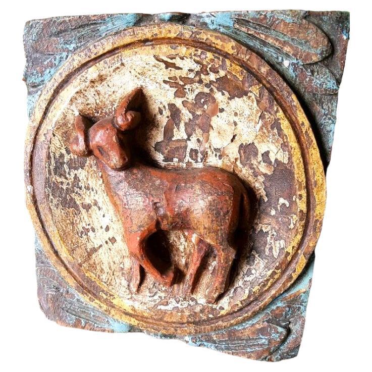 Wooden Zodiac Aries Ram Wall Plaque Relief Brutalist Midcentury, German ...