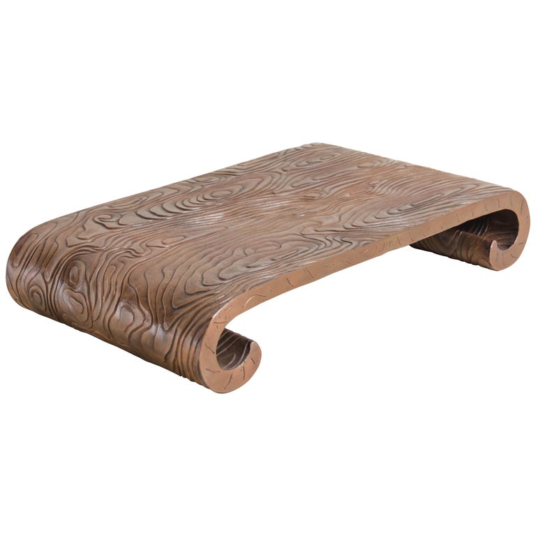 Woodgrain Scroll Stand, Antique Copper by Robert Kuo, Hand Repousse ...