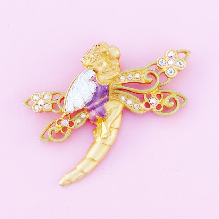"Woodland Fairy" Enameled Figural Brooch By Kirks Folly, 1980s For Sale ...