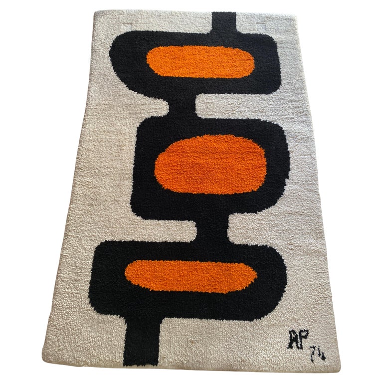 Wool Carpet with Geometric Decoration Monogram AP, 1974 For Sale at 1stDibs