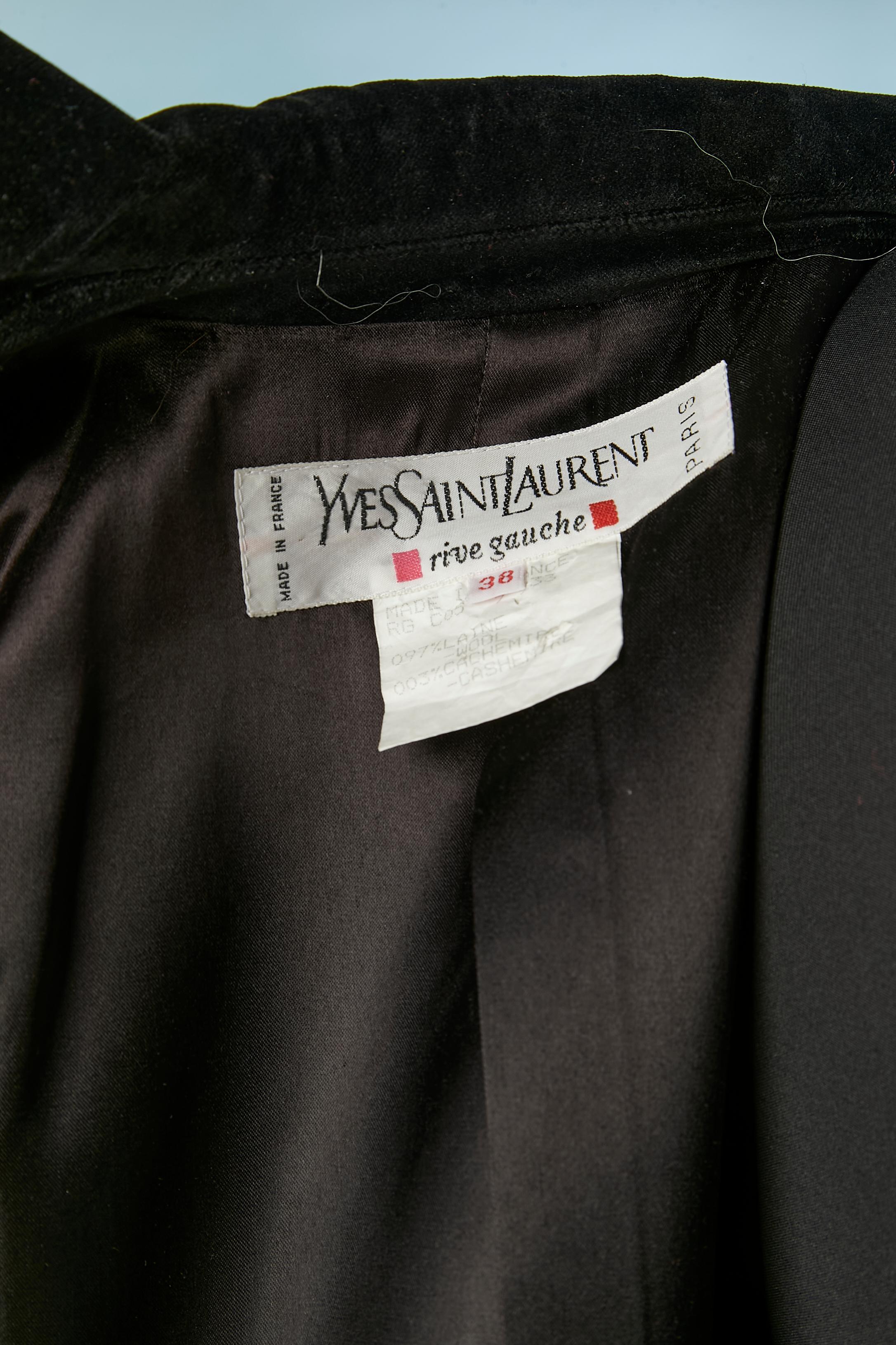 Wool double breasted coat with velvet details Yves Saint Laurent Rive ...